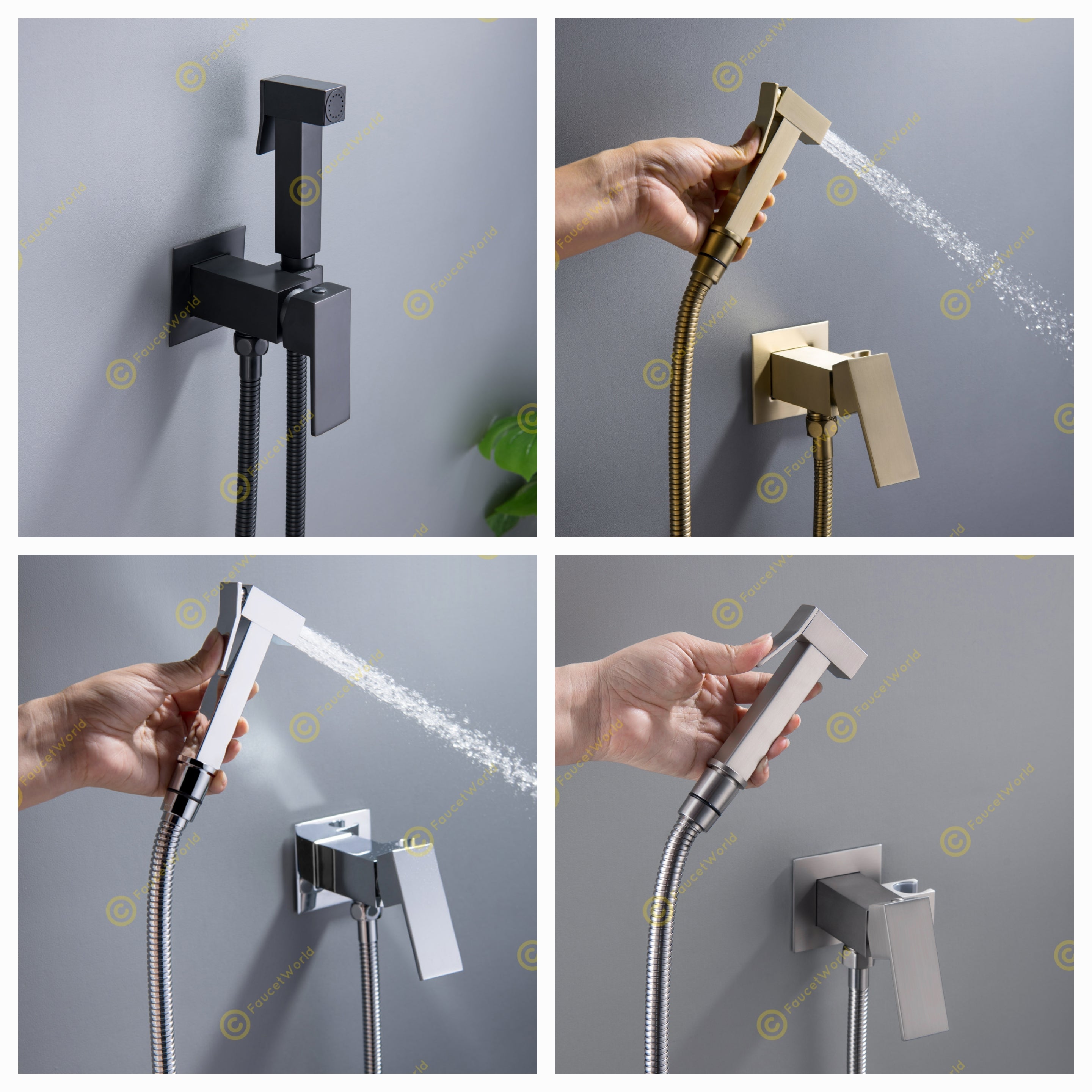 Bidet Sprayers Hot and Cold Wall Mounted Square Design – FaucetWorld